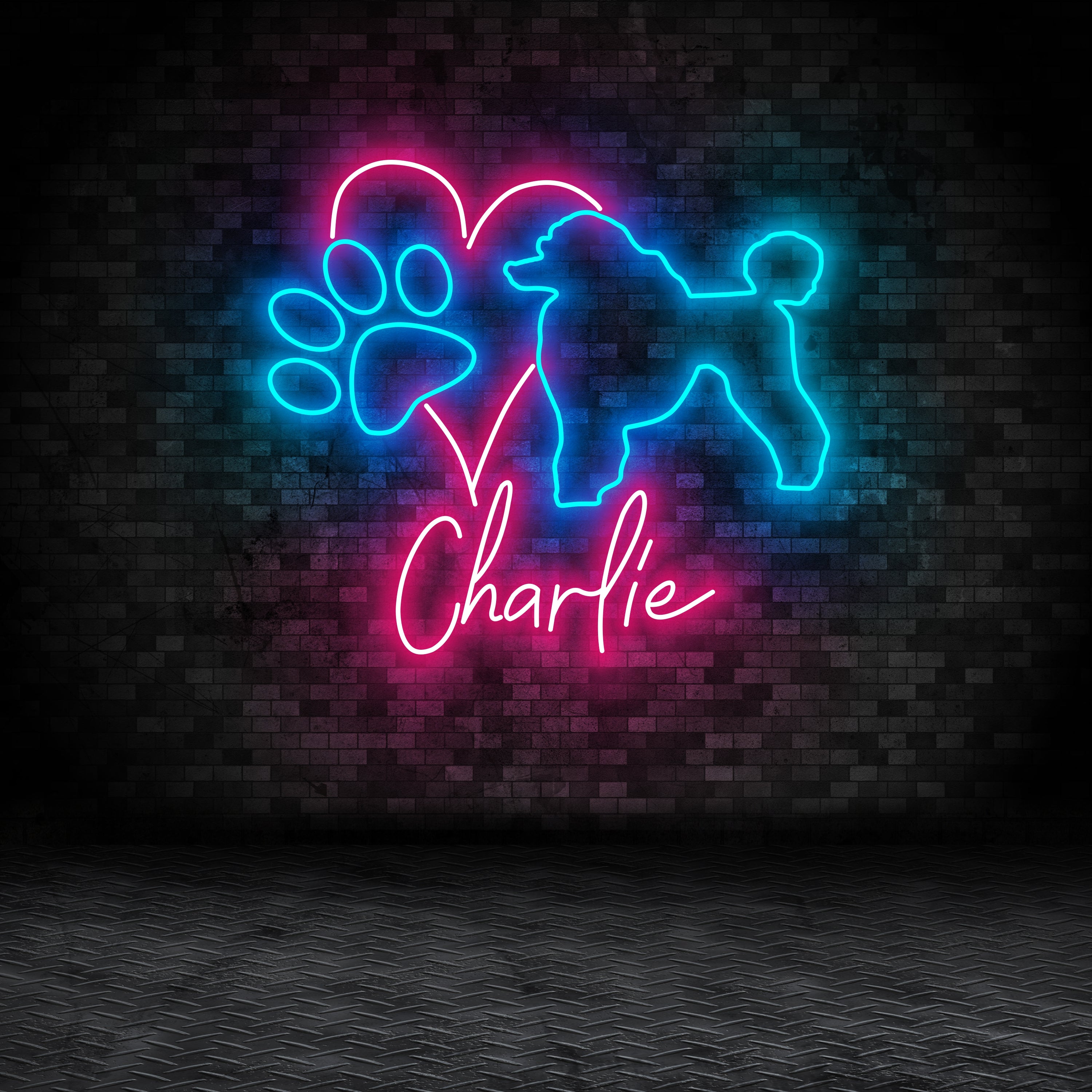 Poodle Dog Neon Sign - Personalized Name Dog Neon - Custom Led Neon Si ...