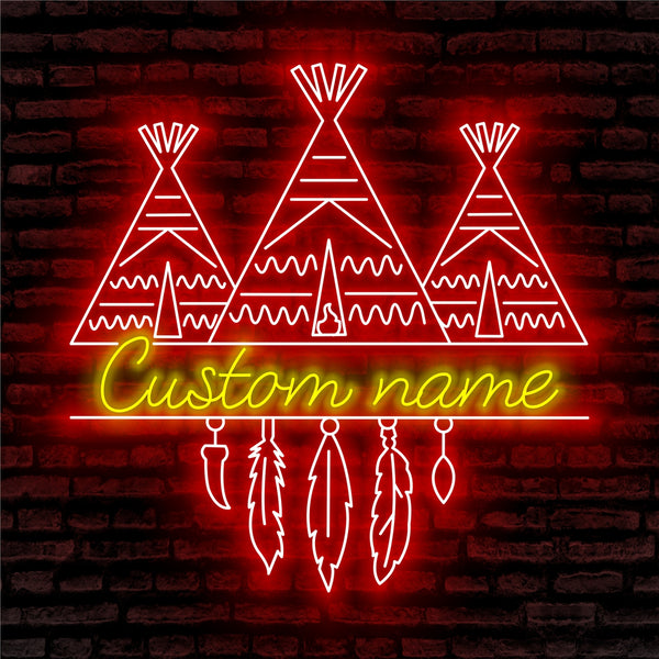 Native American Neon Sign - Custom Name Native American Neon Signs For ...